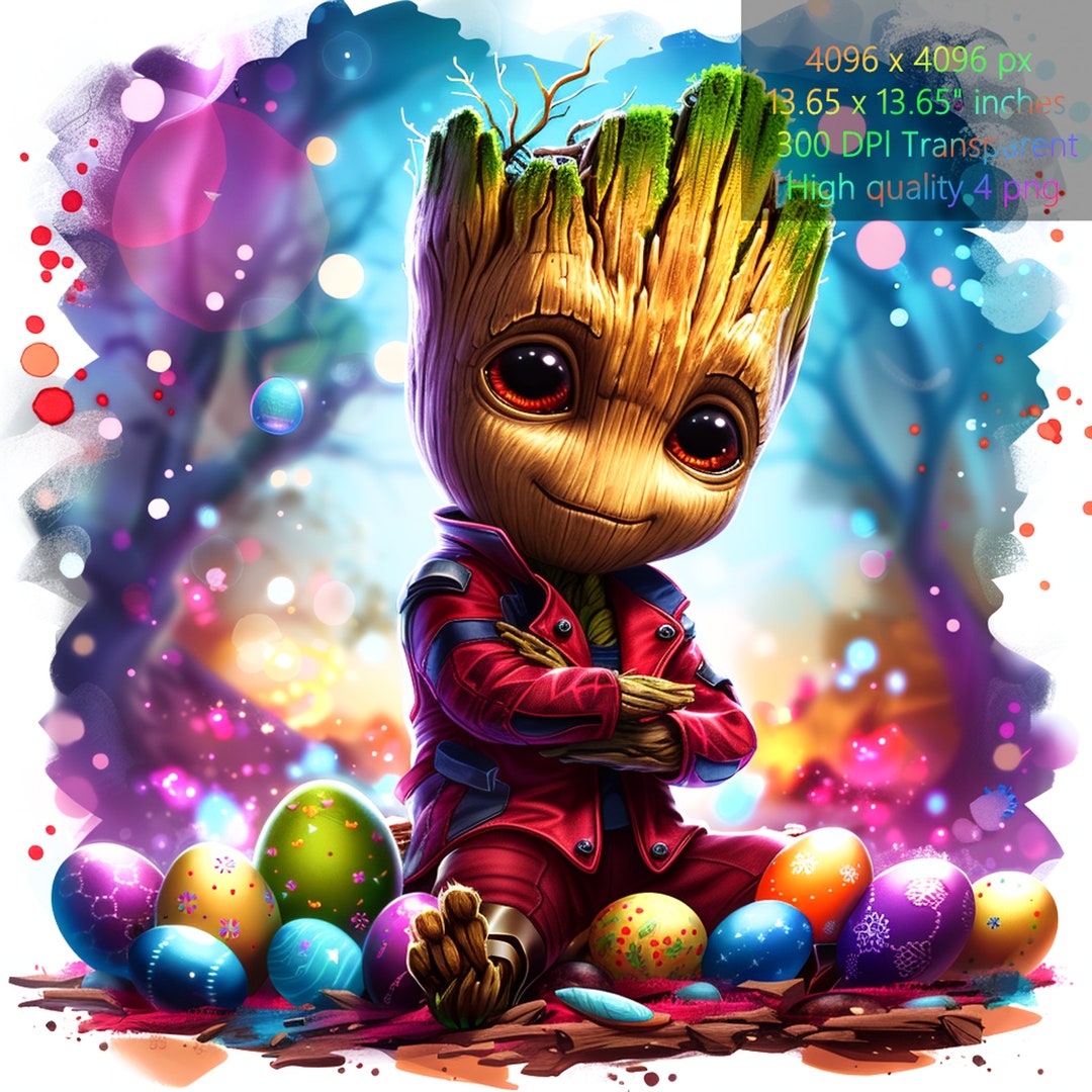 Easter Baby Groot Png,3d Watercolor Splash Groot Digital Images for ...