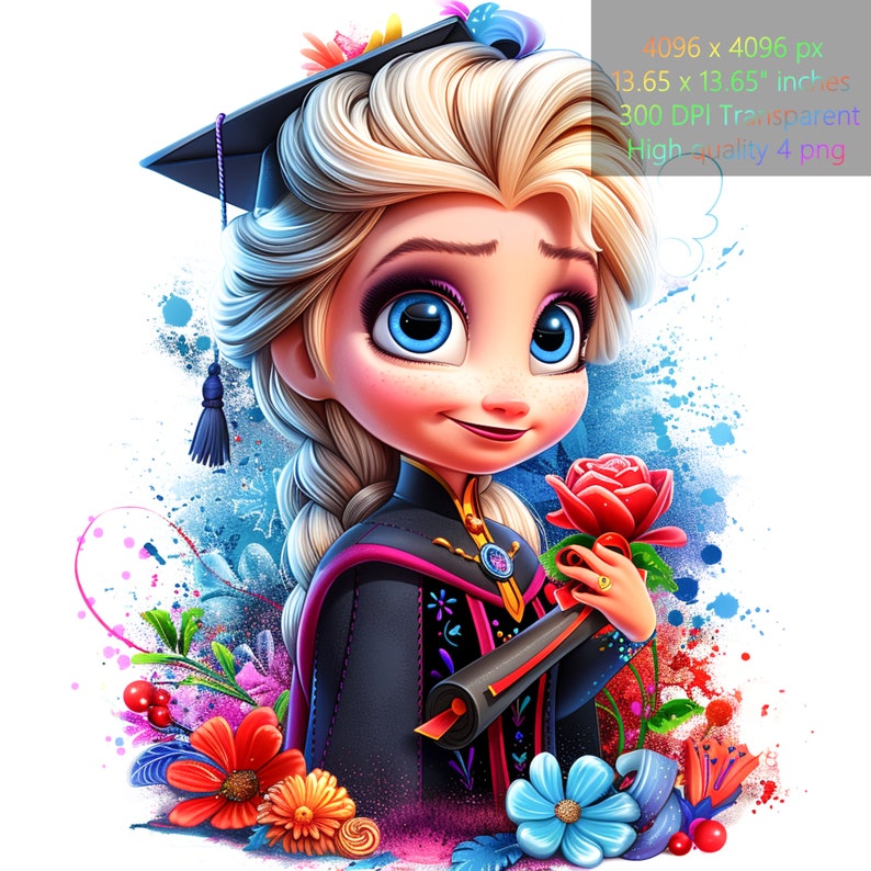 Elsa Graduate Png, Frozen 3D Splash Acuarela Png, clip art de princesa ...