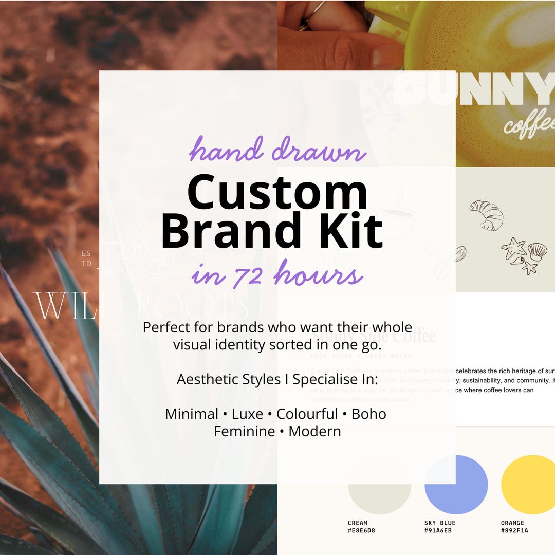 Hand-drawn Custom Brand Kit | Small Business Branding - Etsy