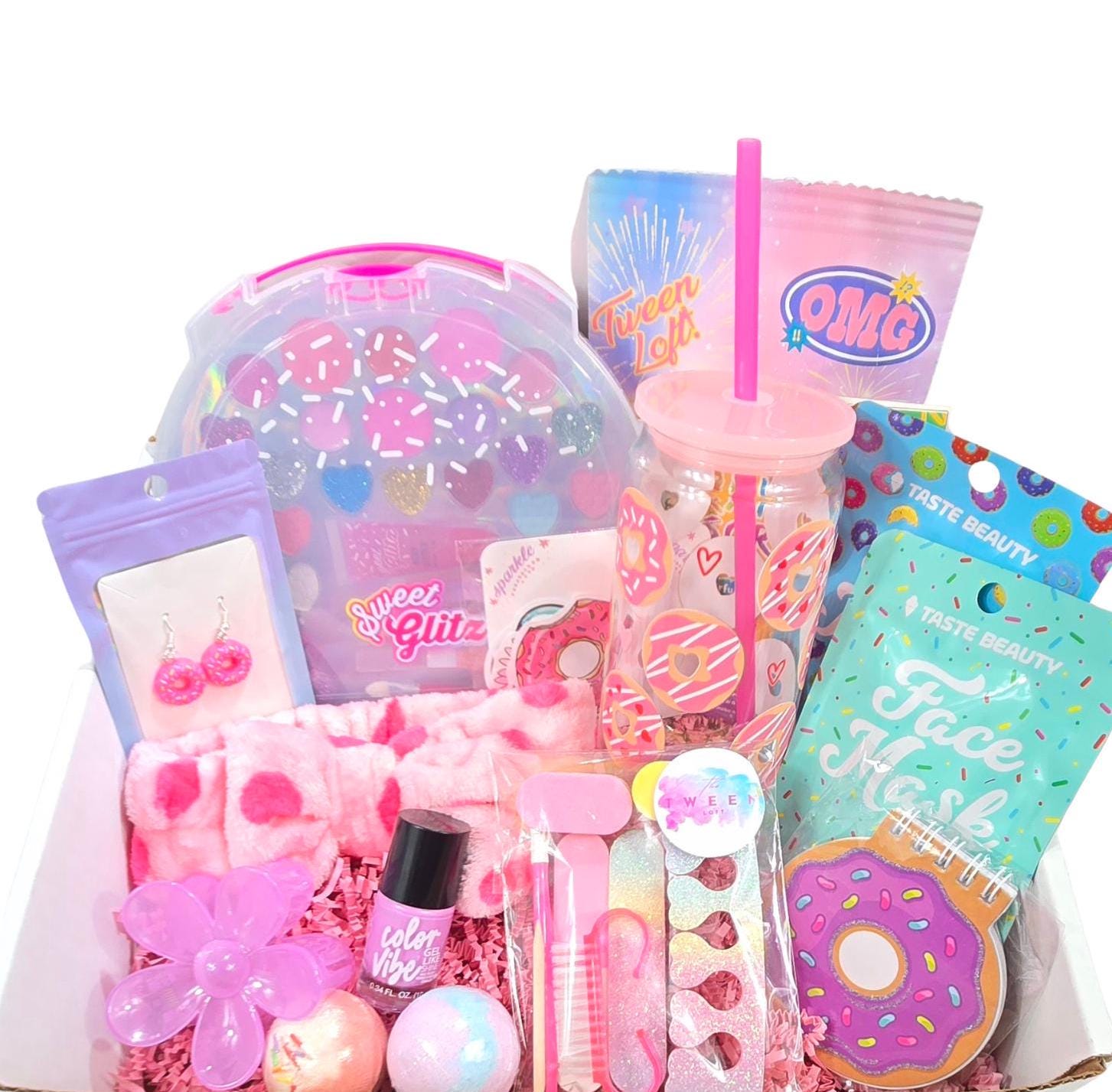 50pc Donut Theme Gift Box, Tween Gift Box, Teen Gift Box, Spa Package ...