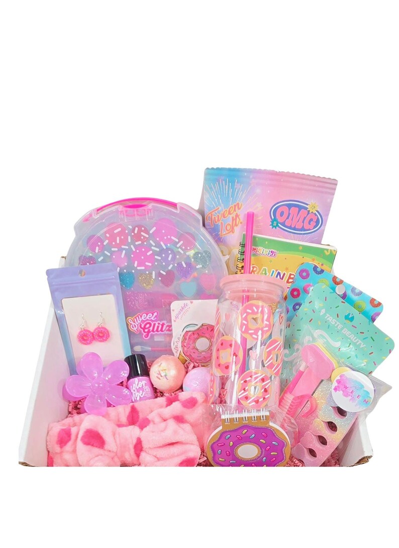 50pc Donut Theme Gift Box, Tween Gift Box, Teen Gift Box, Spa Package ...