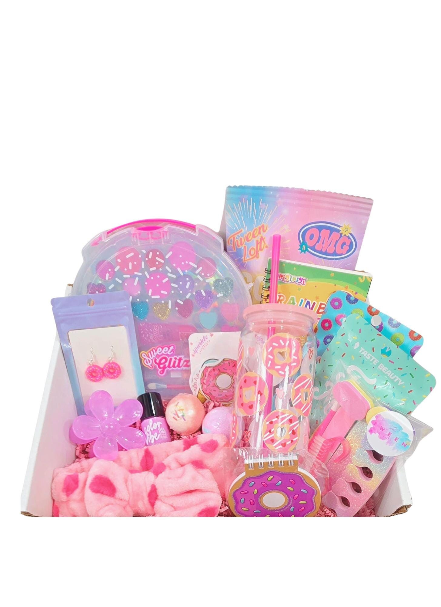 50pc Donut Theme Gift Box, Tween Gift Box, Teen Gift Box, Spa Package ...