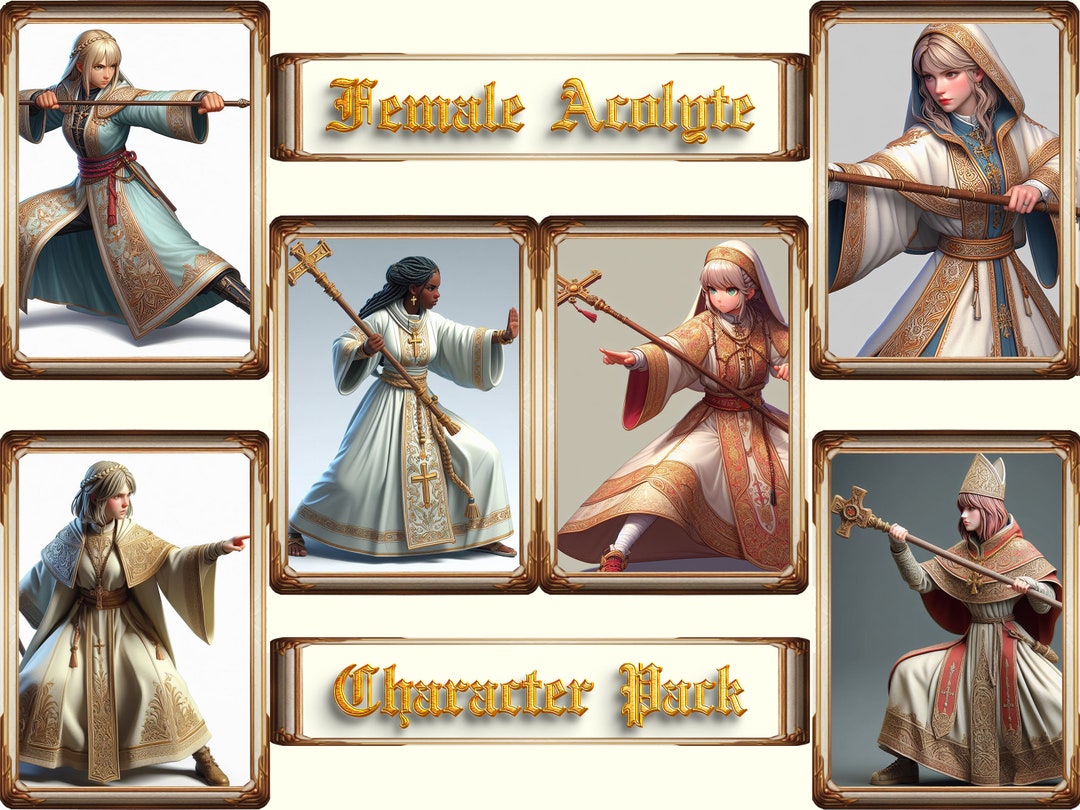 Character Pack Female Acolyte, Unedited, 2D Game Art Asset, 10O Full ...