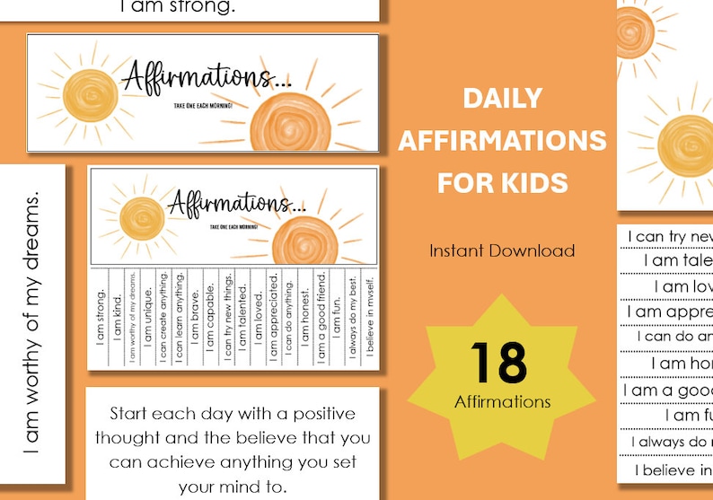 Affirmations for Kids | Printable | Daily Affirmations - Etsy