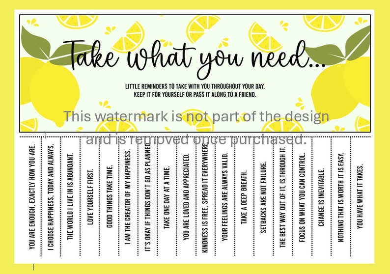 Take What You Need | Printable | When Life Gives You Lemons | Positive ...