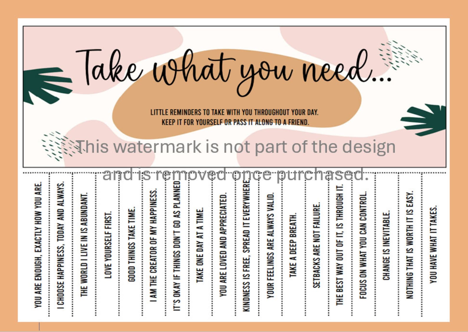Take What You Need | Printable | Abstract Design | Positive Reminders ...