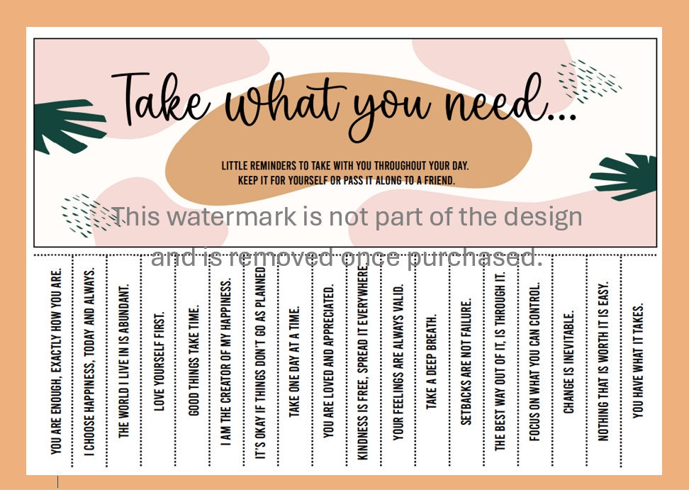 Take What You Need Printable Abstract Design Positive Reminders for ...