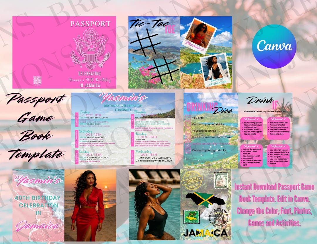 Custom Passport Book Template | Birthday Trip | Passport Template ...