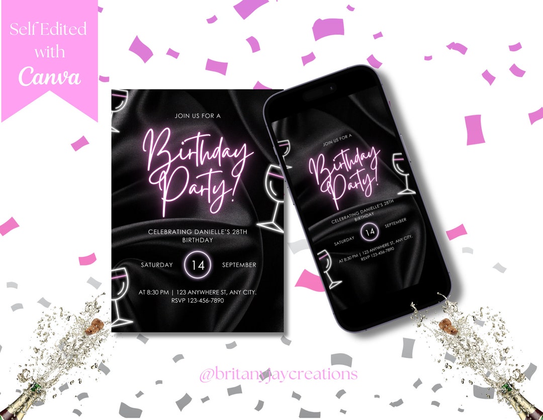Digital Birthday Party Invitation Editable Template Instant Download ...