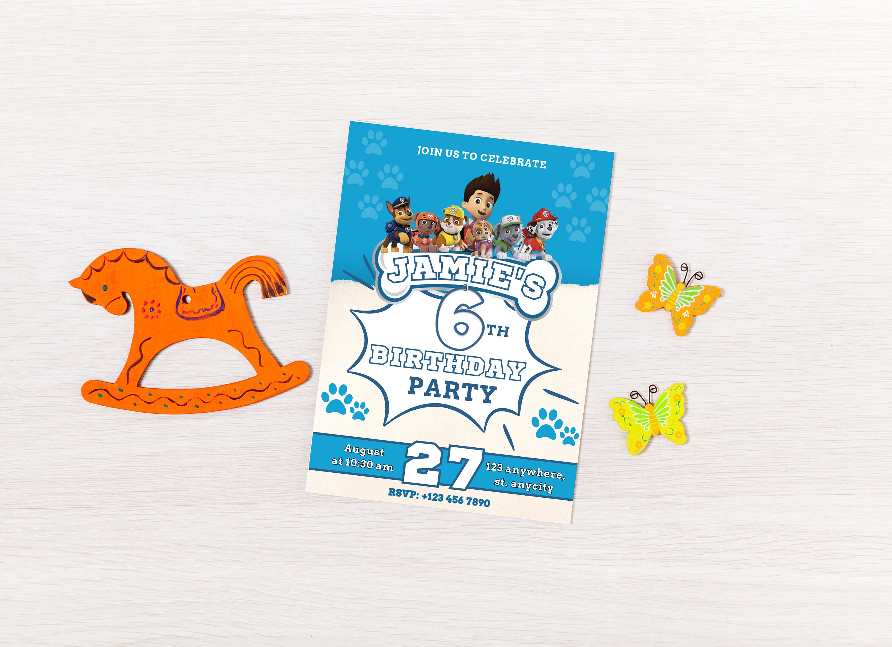 Editable 6th Birthday Invitation, Kids Paw Patrol Birthday Party ...