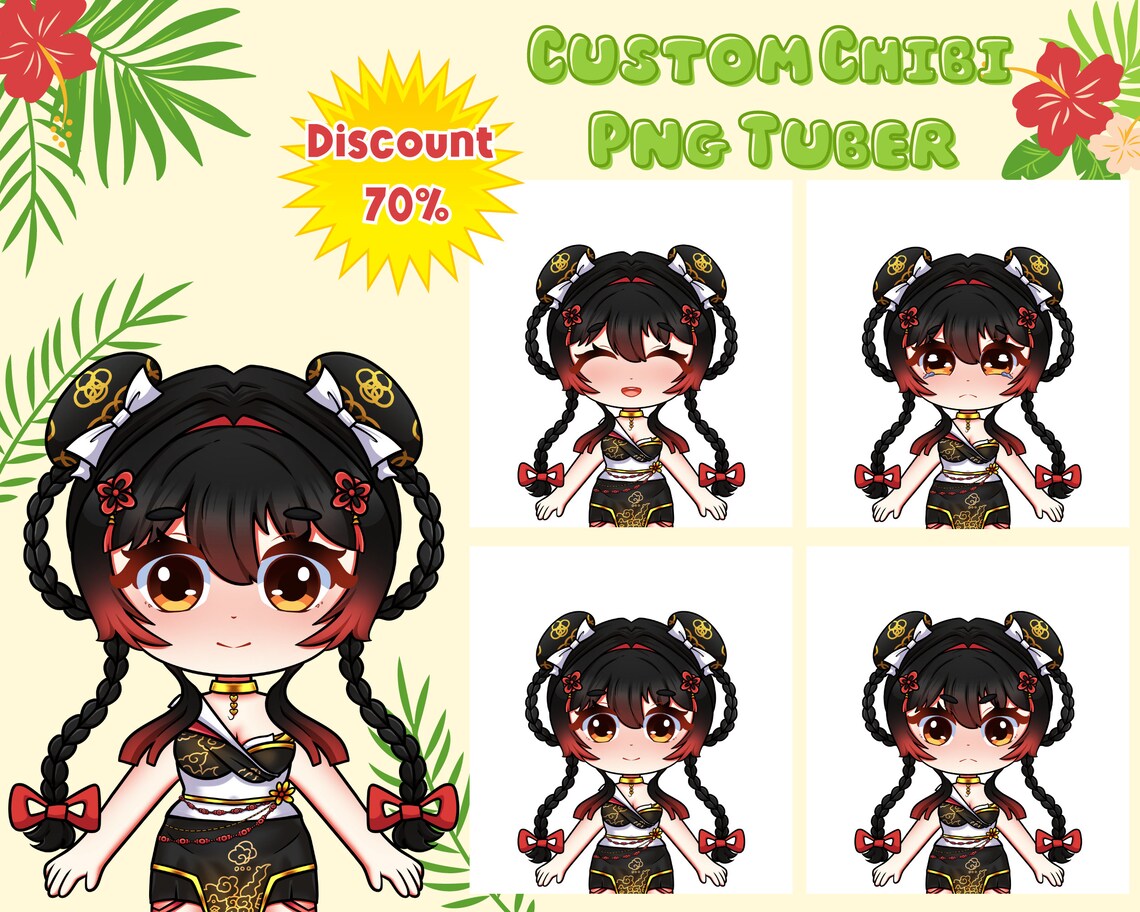 Custom PNG Tuber Chibi PNG Tuber Cute PNG Tuber Live 2D Stream - Etsy