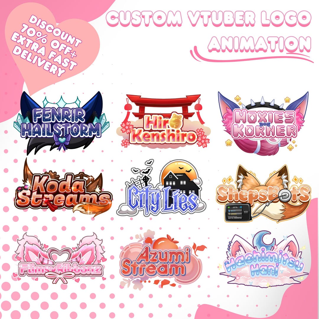 Custom Vtuber Logo Animated, Logo Kawaii, Cute Vtuber Logo, Chibi Logo ...