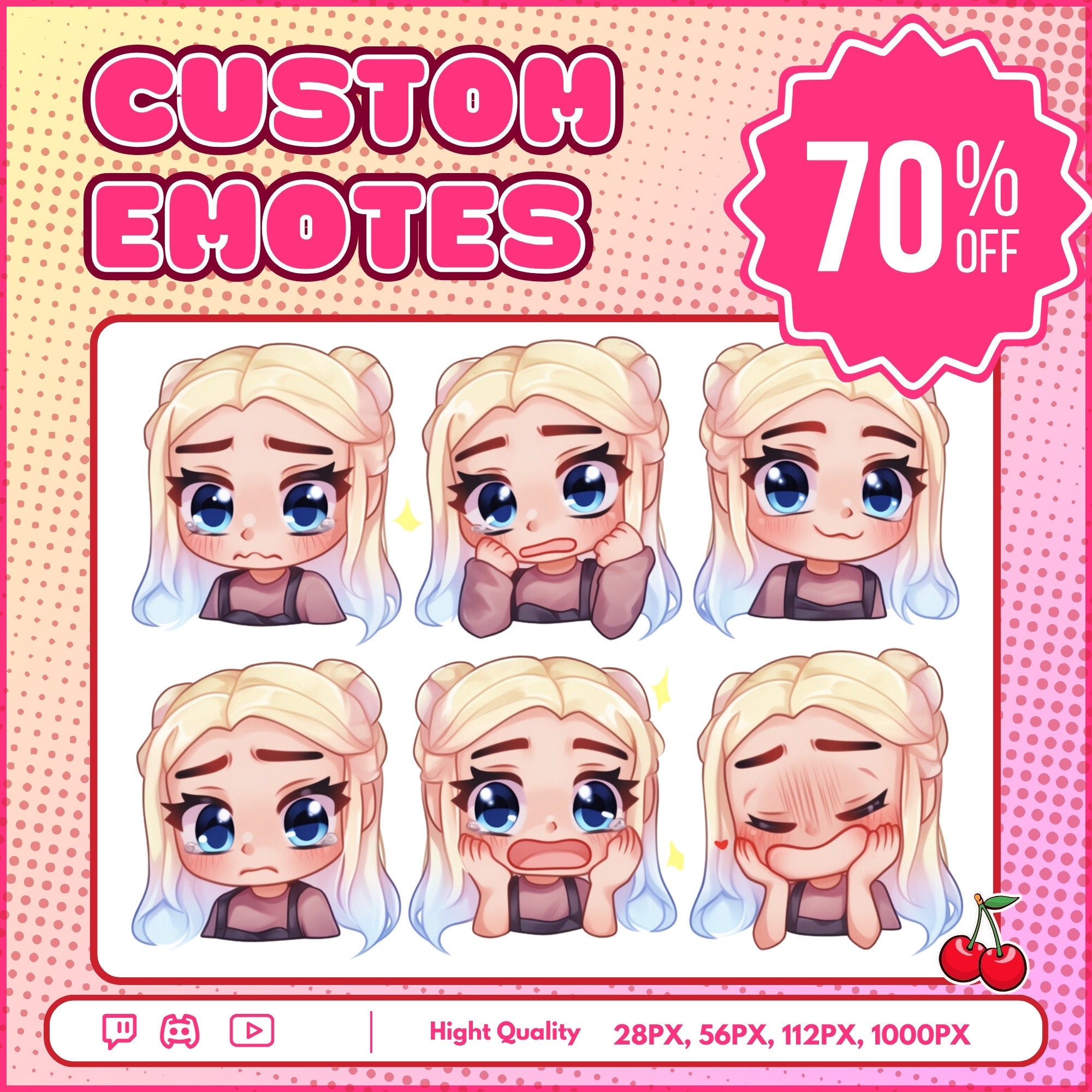 Custom Twitch or Kick Emotes Chibi Emotes Vtuber Emotes Chibi Style ...