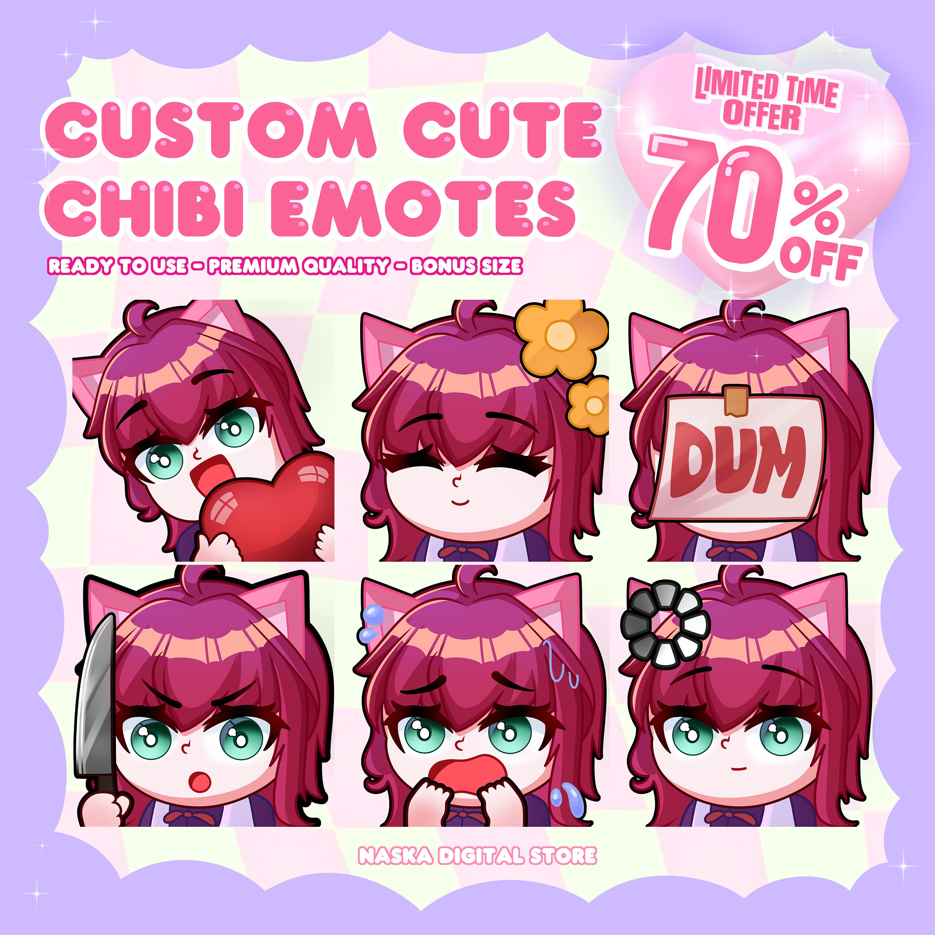 Custom Twitch Emotes Kick Emote and Animated Emotes Vtuber/pet Cute ...