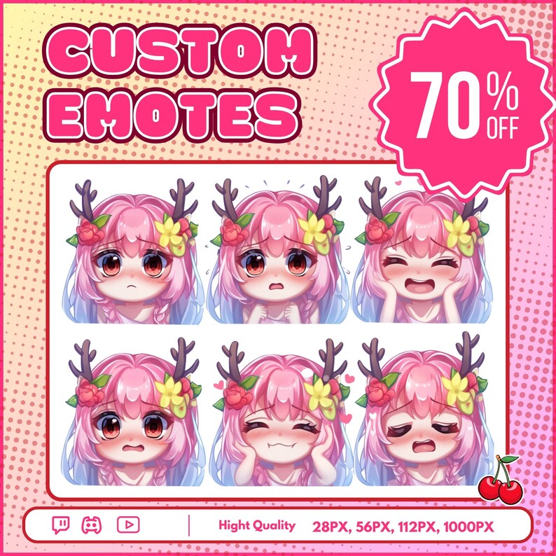 Custom Twitch or Kick Emotes Chibi Emotes Vtuber Emotes Chibi Style ...