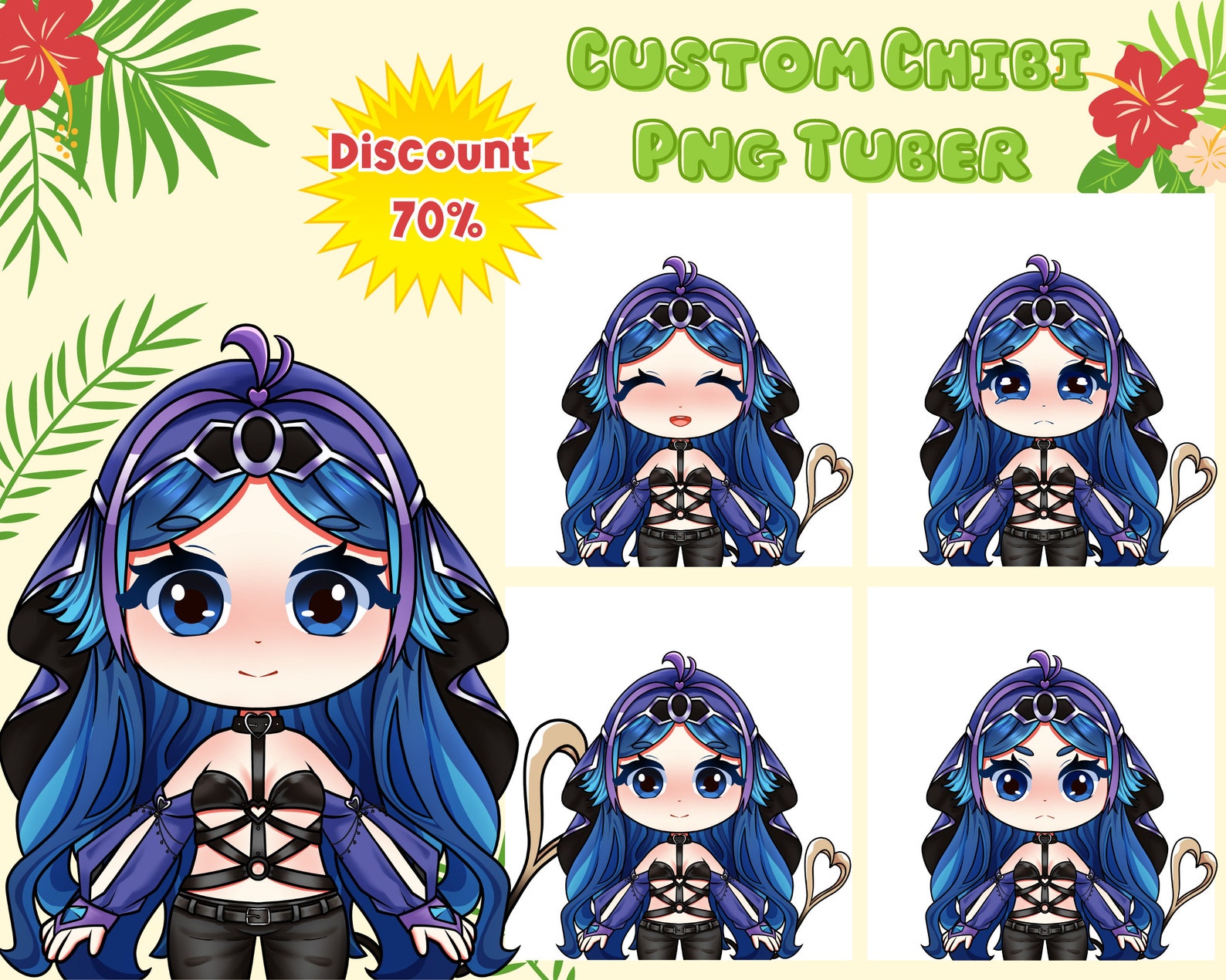 Custom PNG Tuber Chibi PNG Tuber Cute PNG Tuber Live 2D Stream - Etsy