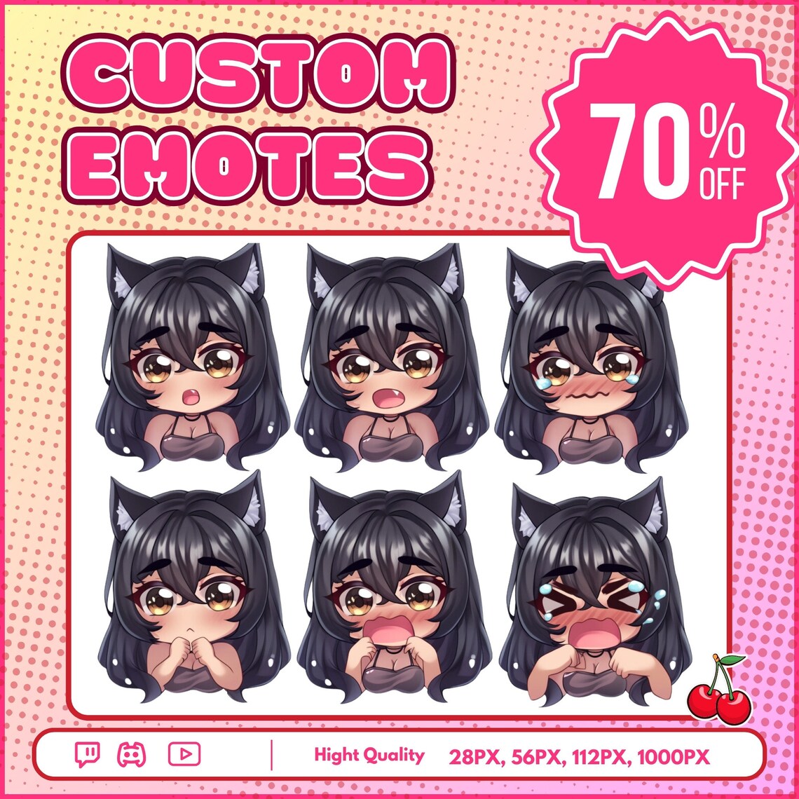 Custom Twitch or Kick Emotes Chibi Emotes Vtuber Emotes Chibi Style ...