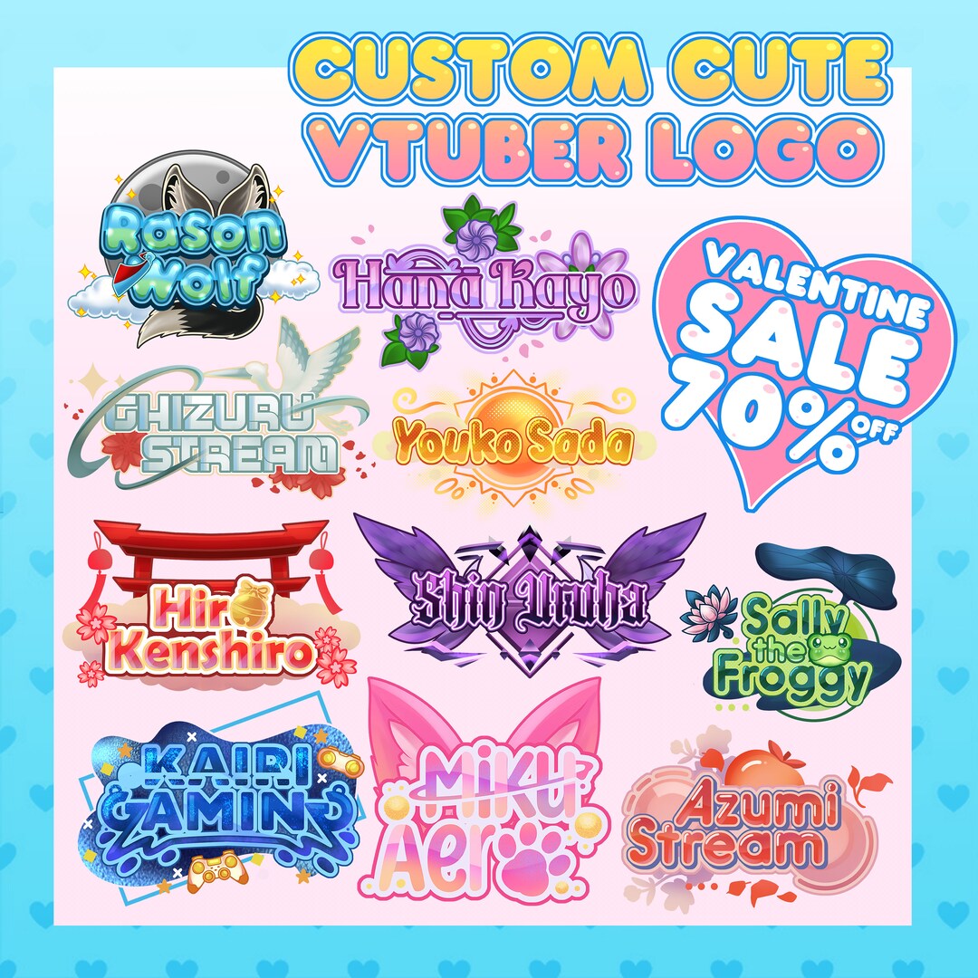 Custom Vtuber Logo Vtuber, Custom Cute Vtuber Logo Commission Cute Kawaii Logo, Streaming Logo ...