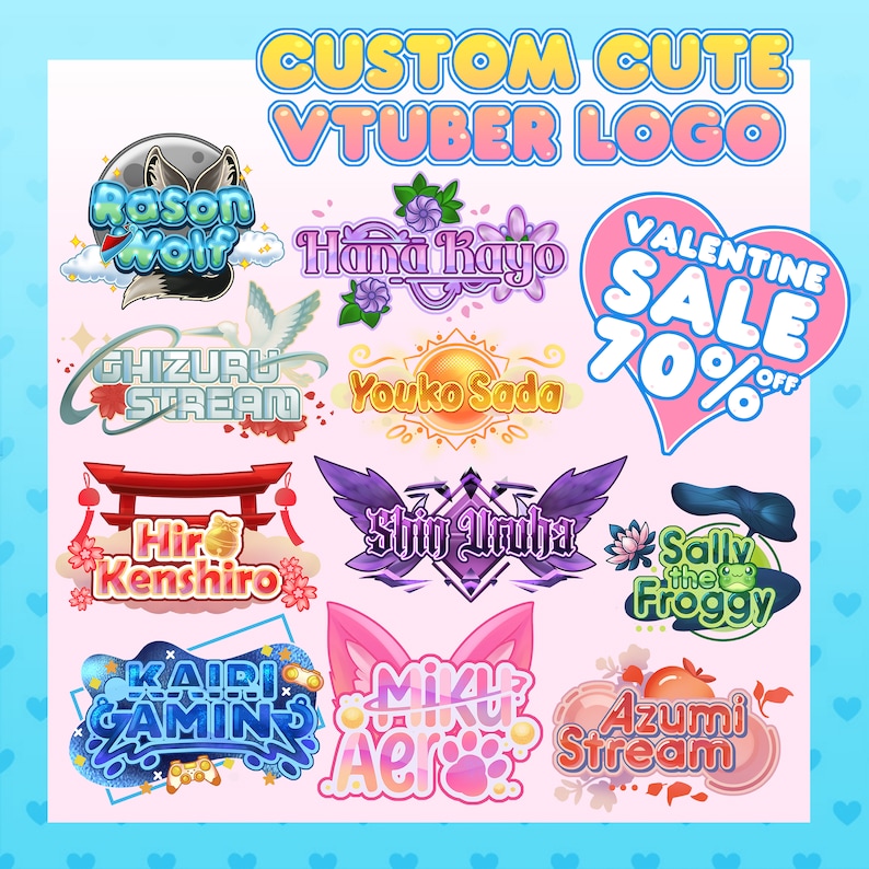 Custom Vtuber Logo Vtuber, Custom Cute Vtuber Logo Commission Cute Kawaii Logo, Streaming Logo ...