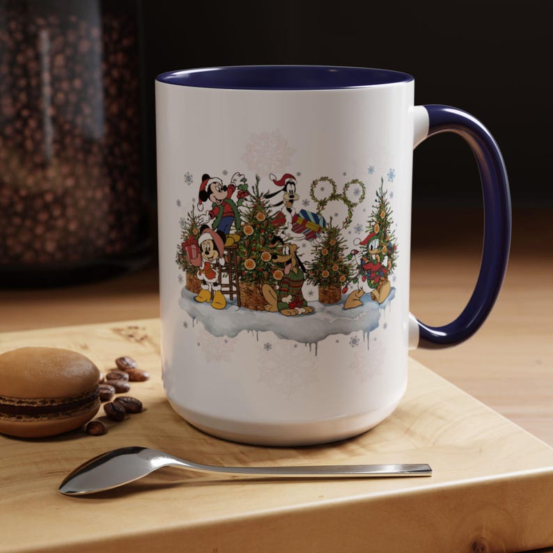 Mickey Mouse Christmas Scene Mug | Accent Coffee Mug 11oz 15oz - Etsy