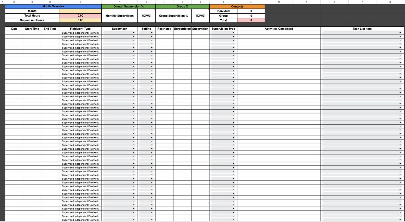 BCBA Fieldwork Supervision Tracker - Etsy BCBA Fieldwork Supervision Tracker - Etsy