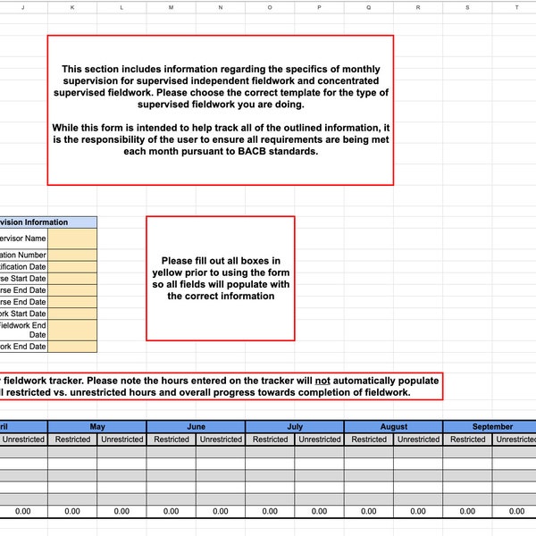 Bcba Fieldwork Tracker - Etsy