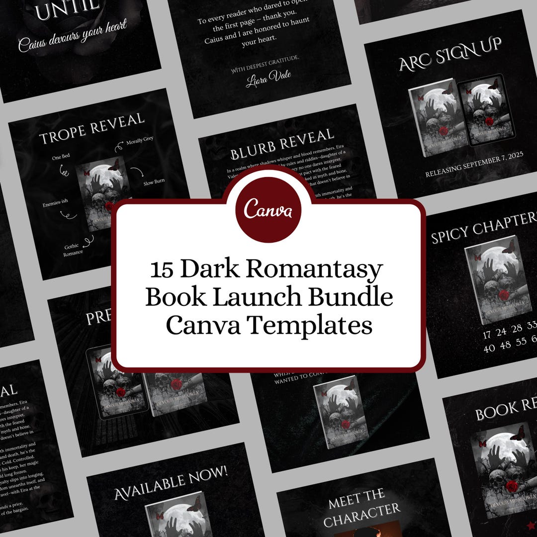 15 Dark Romantasy Book Launch Bundle Canva Templates | Instagram ...
