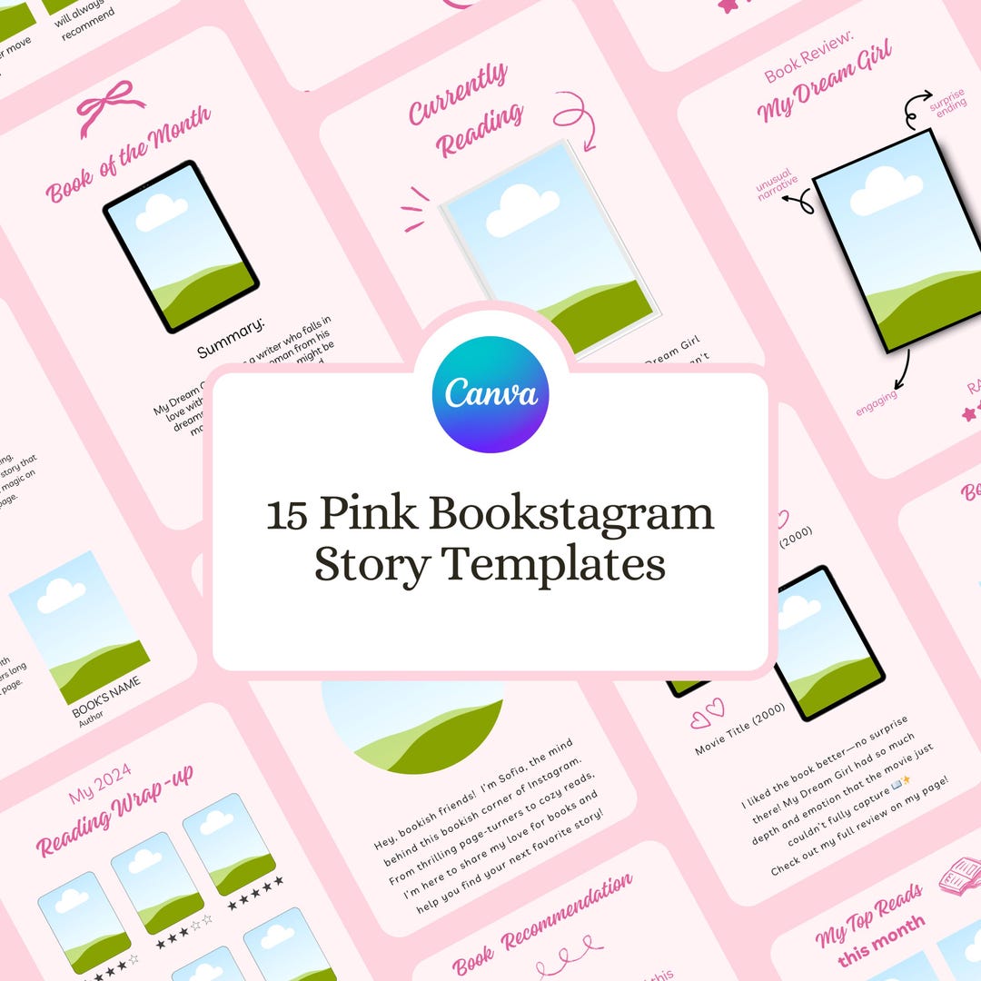 15 Bookstagram Pink Story Templates | Editable Bookish Instagram Posts ...