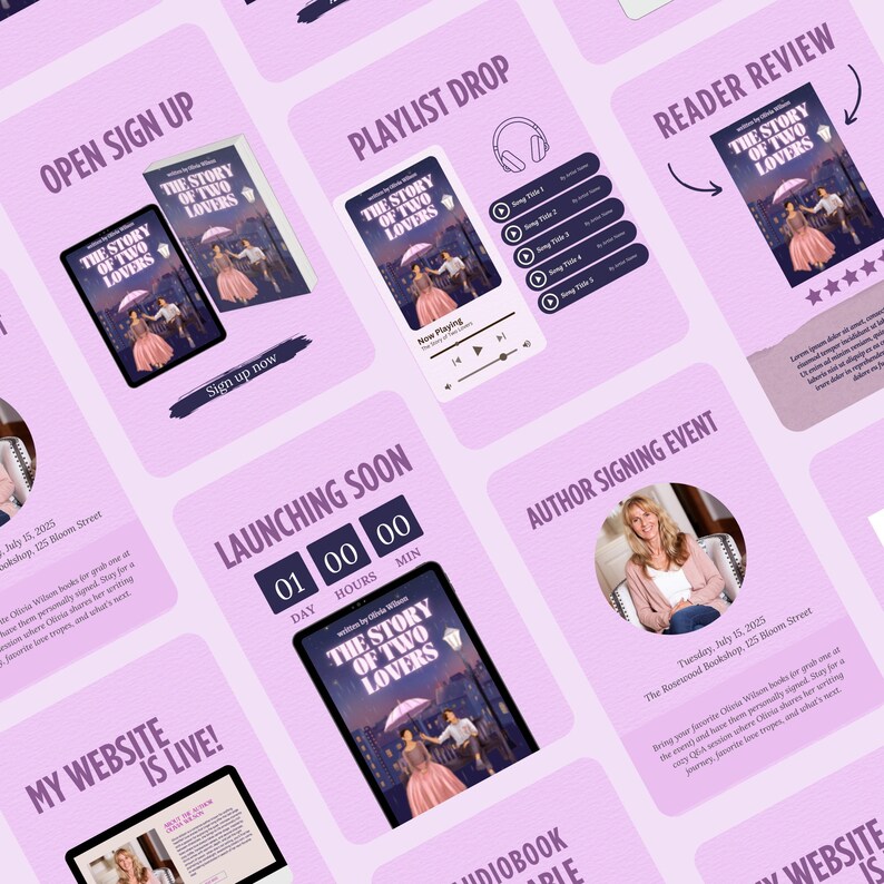 All-in-one Author Instagram Kit Bundle | 40 Canva Templates + Media Kit ...
