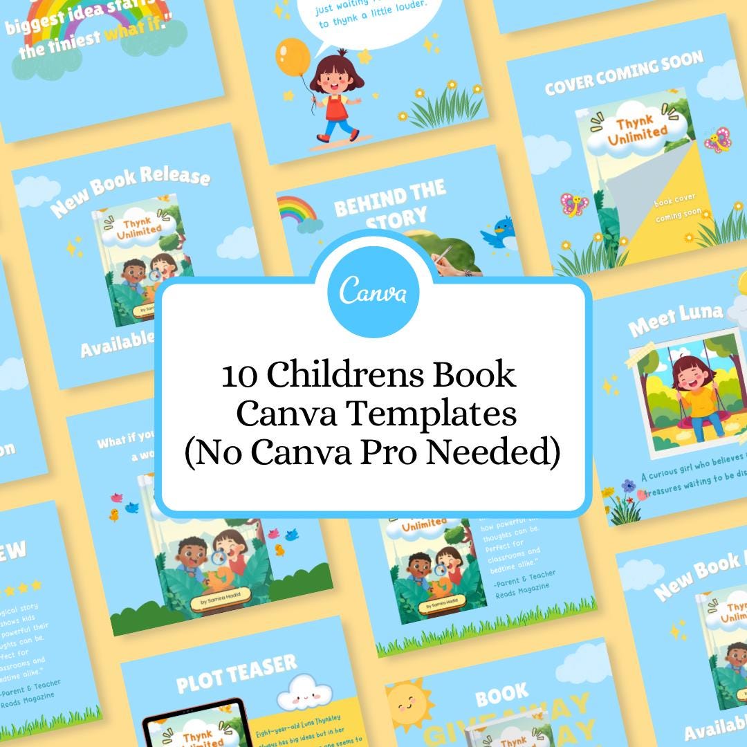 10 Children’s Book Launch Canva Templates | Kids Book Marketing Kit ...