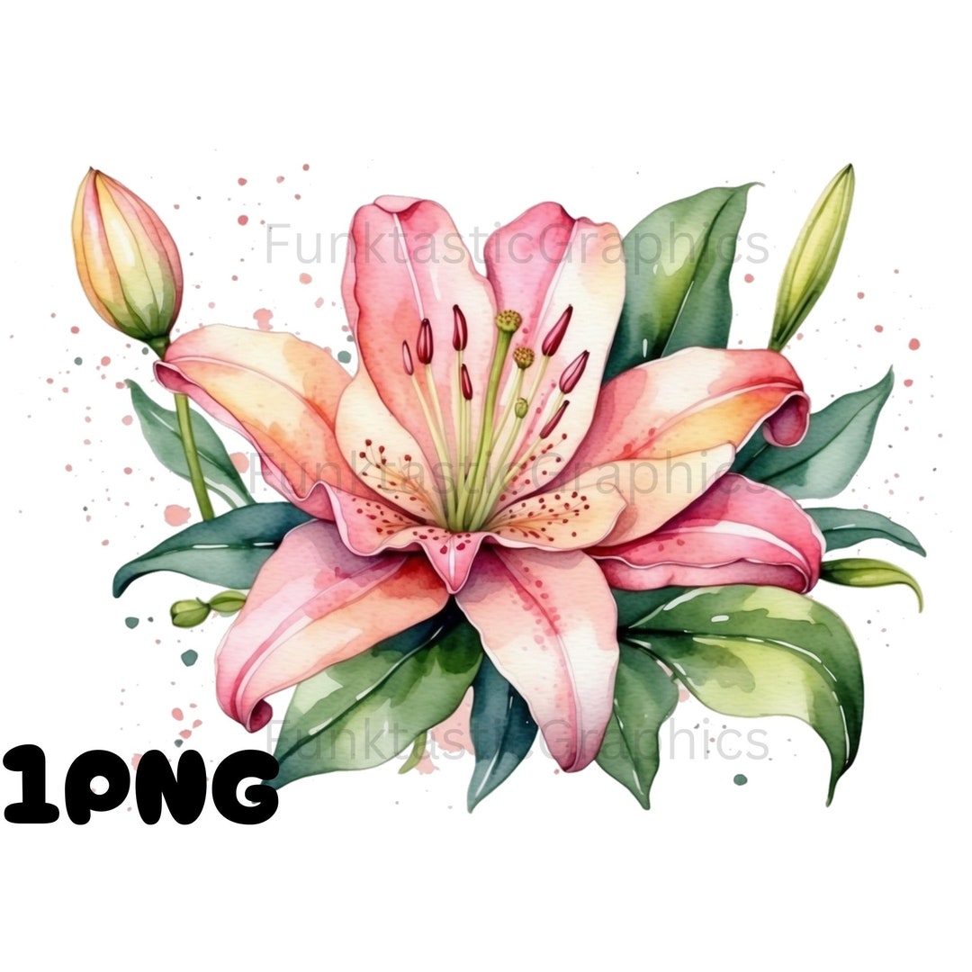 Vibrant Tiger Lily Watercolor PNG | Sublimation Art Download - Etsy