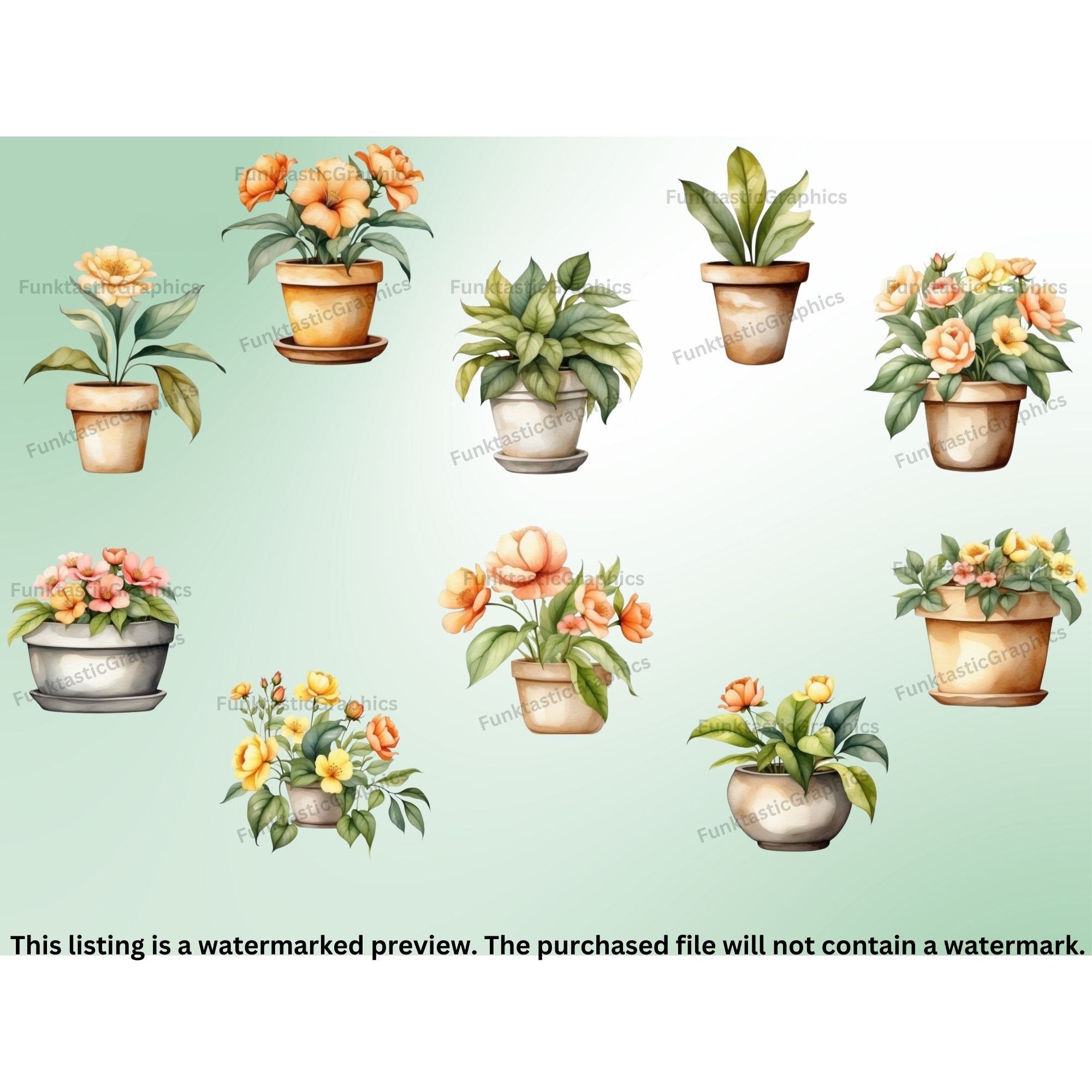 30 Watercolor Flowerpot Png Bundle | Digital Download | Clipart Png ...