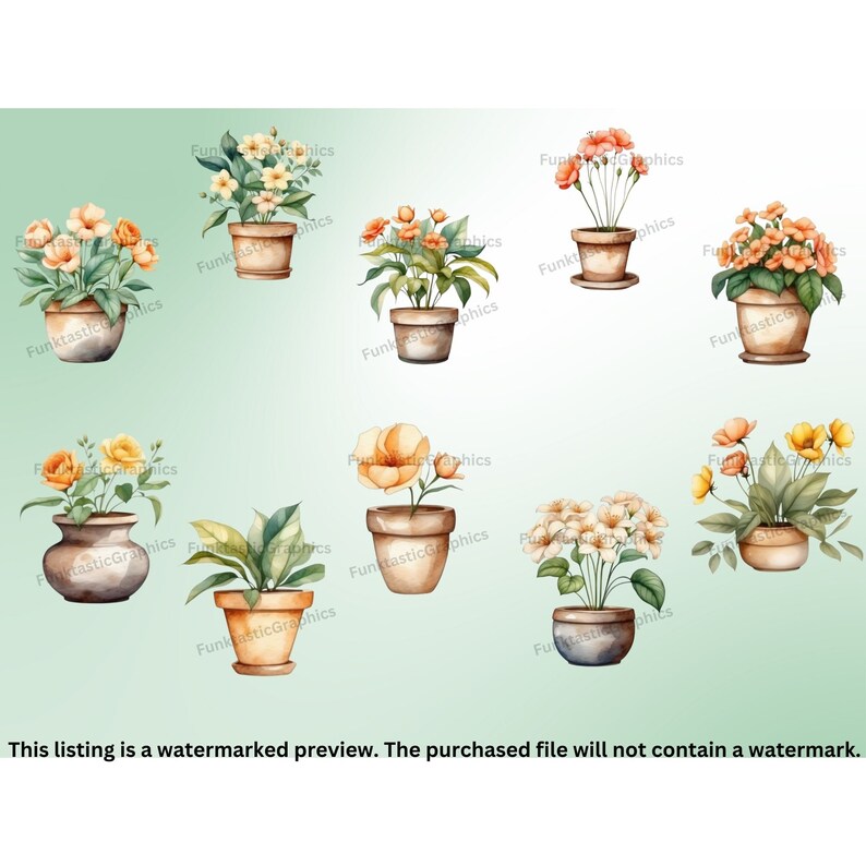 30 Watercolor Flowerpot Png Bundle | Digital Download | Clipart Png ...