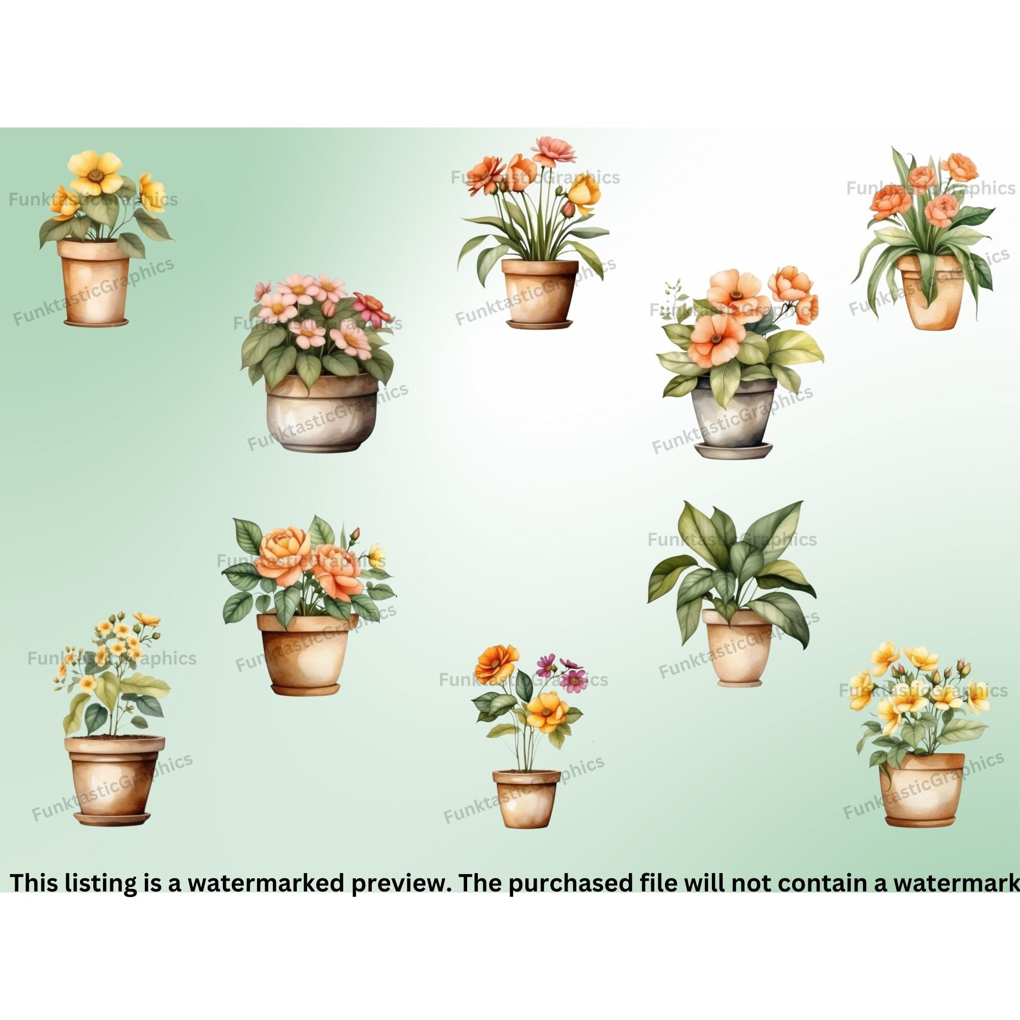 30 Watercolor Flowerpot Png Bundle | Digital Download | Clipart Png ...