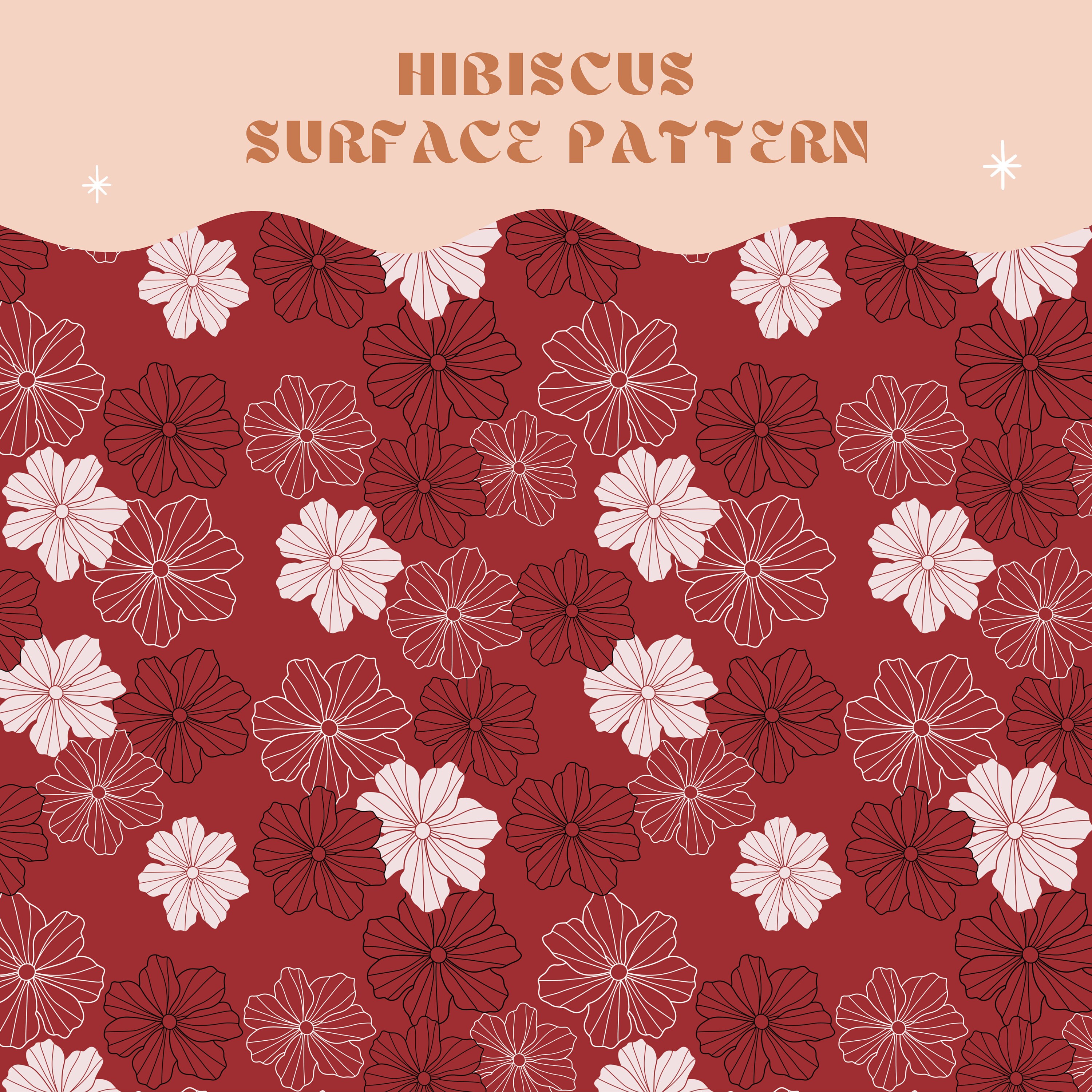 Hibiscus, Simple Seamless Pattern, Retro Background, Printable Digital ...