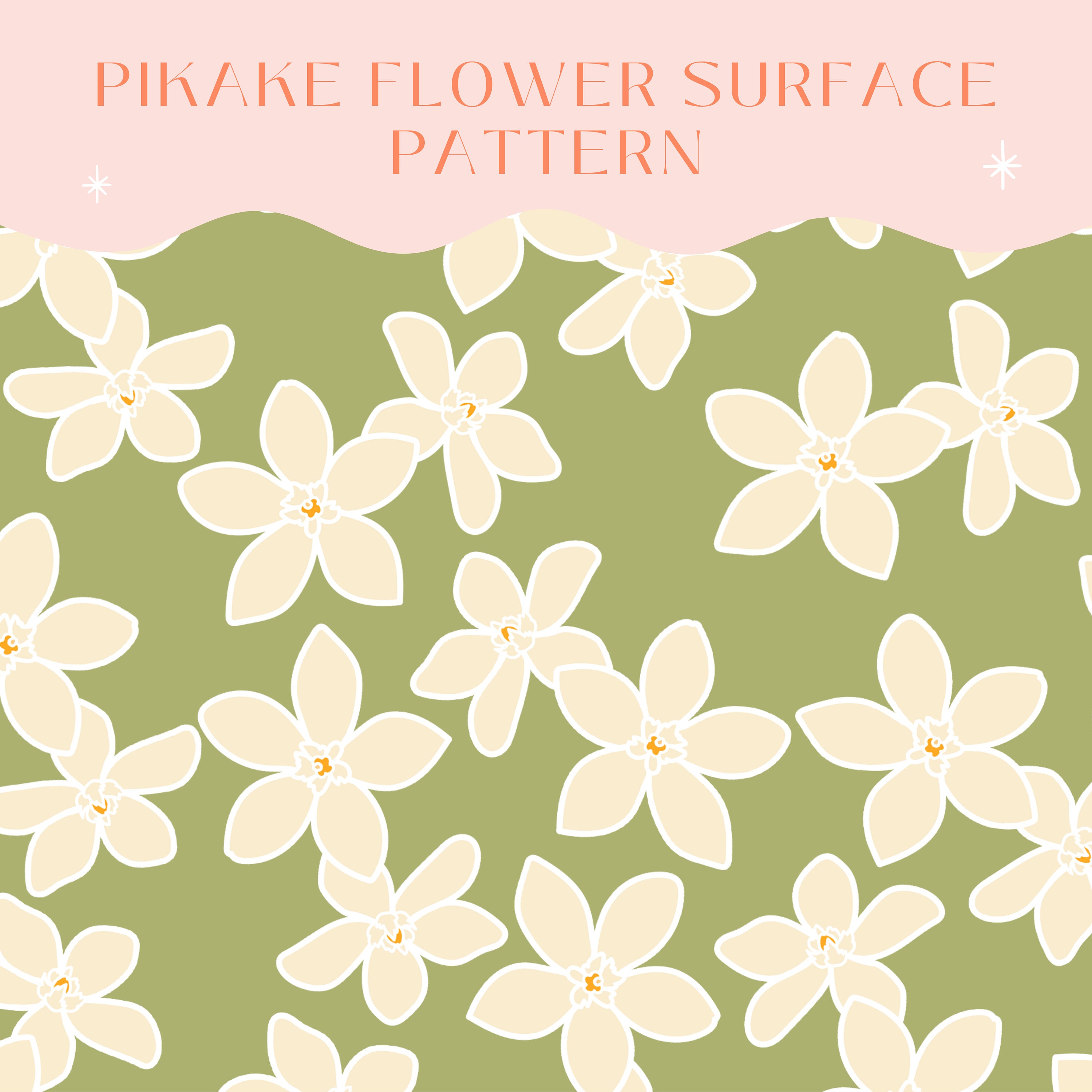 Pikake, 2 Tone Pikake Seamless Pattern, Retro Background, Printable ...