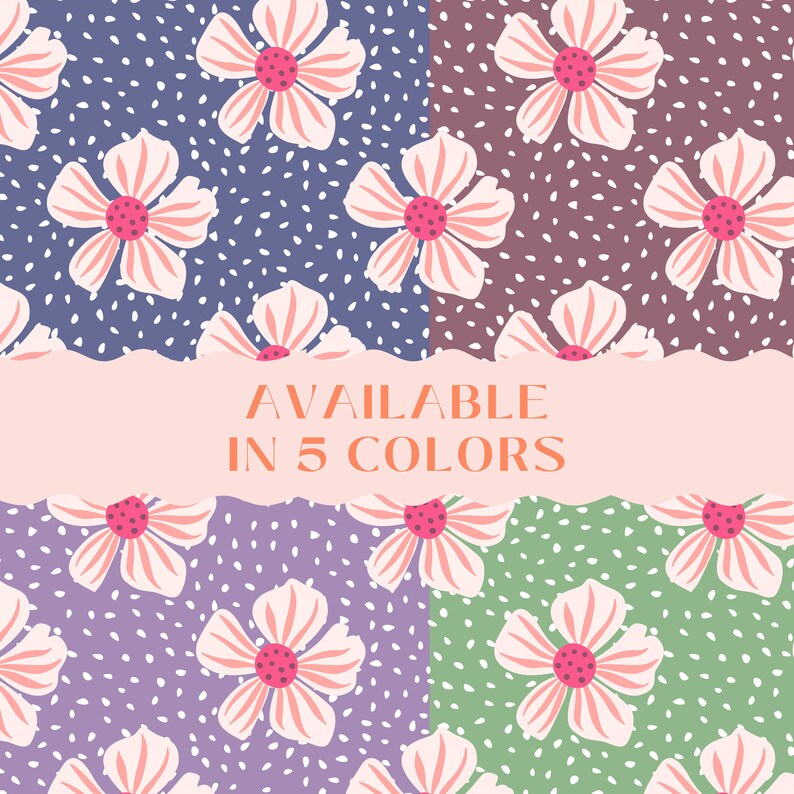 Polka Dot Daisy, Flower Seamless Pattern, Retro Background, Printable ...