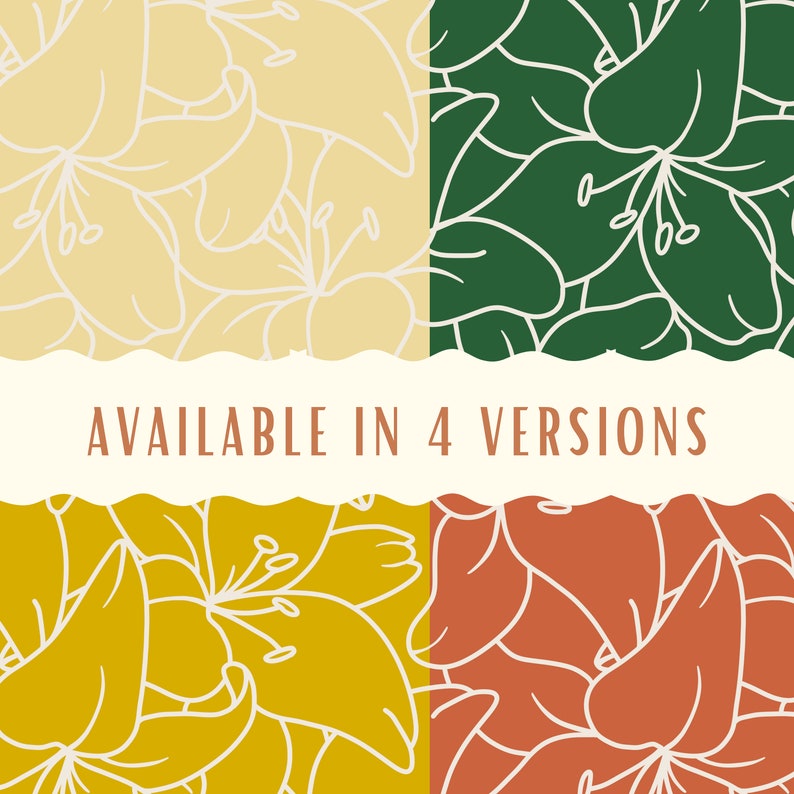 Minimal Lilies, Lilies Flower Seamless Pattern, Retro Background ...