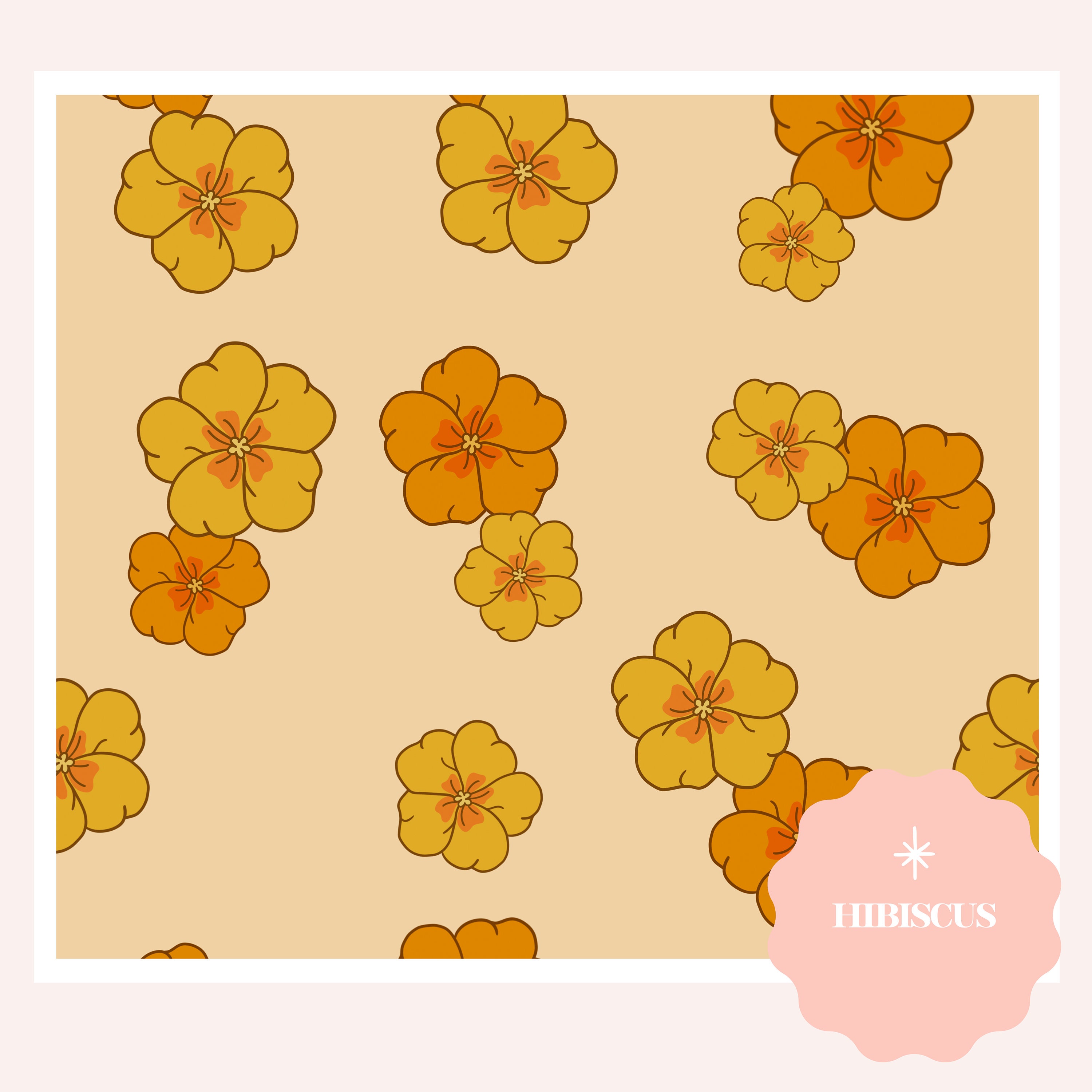 Ilima Flower, Ilima Flower Seamless Pattern, Retro Background ...