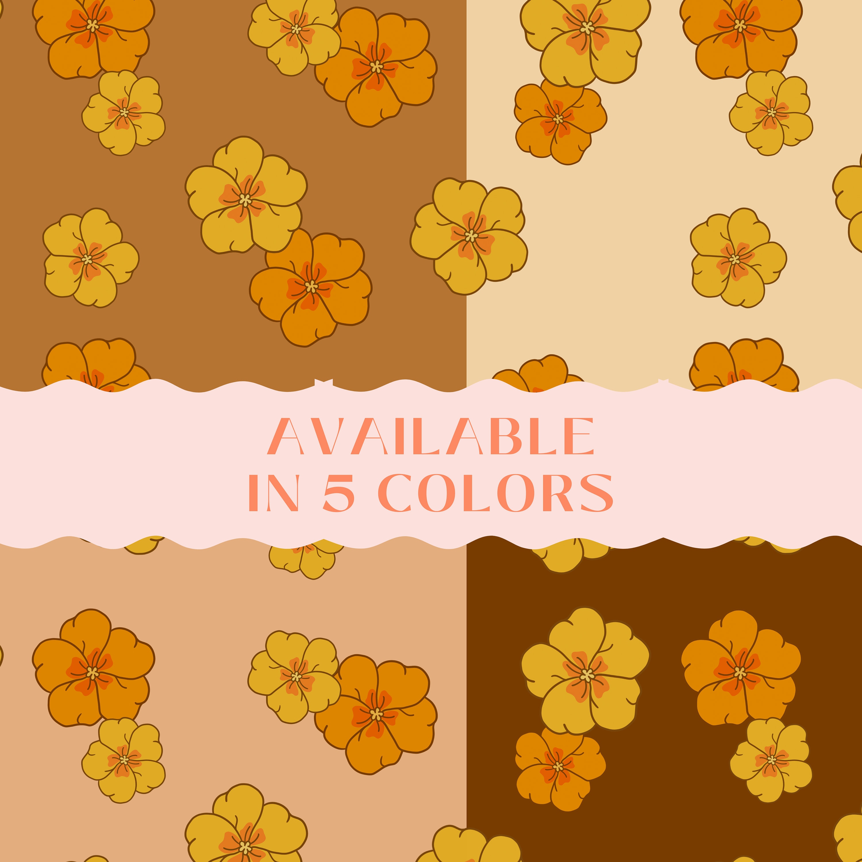 Ilima Flower, Ilima Flower Seamless Pattern, Retro Background ...