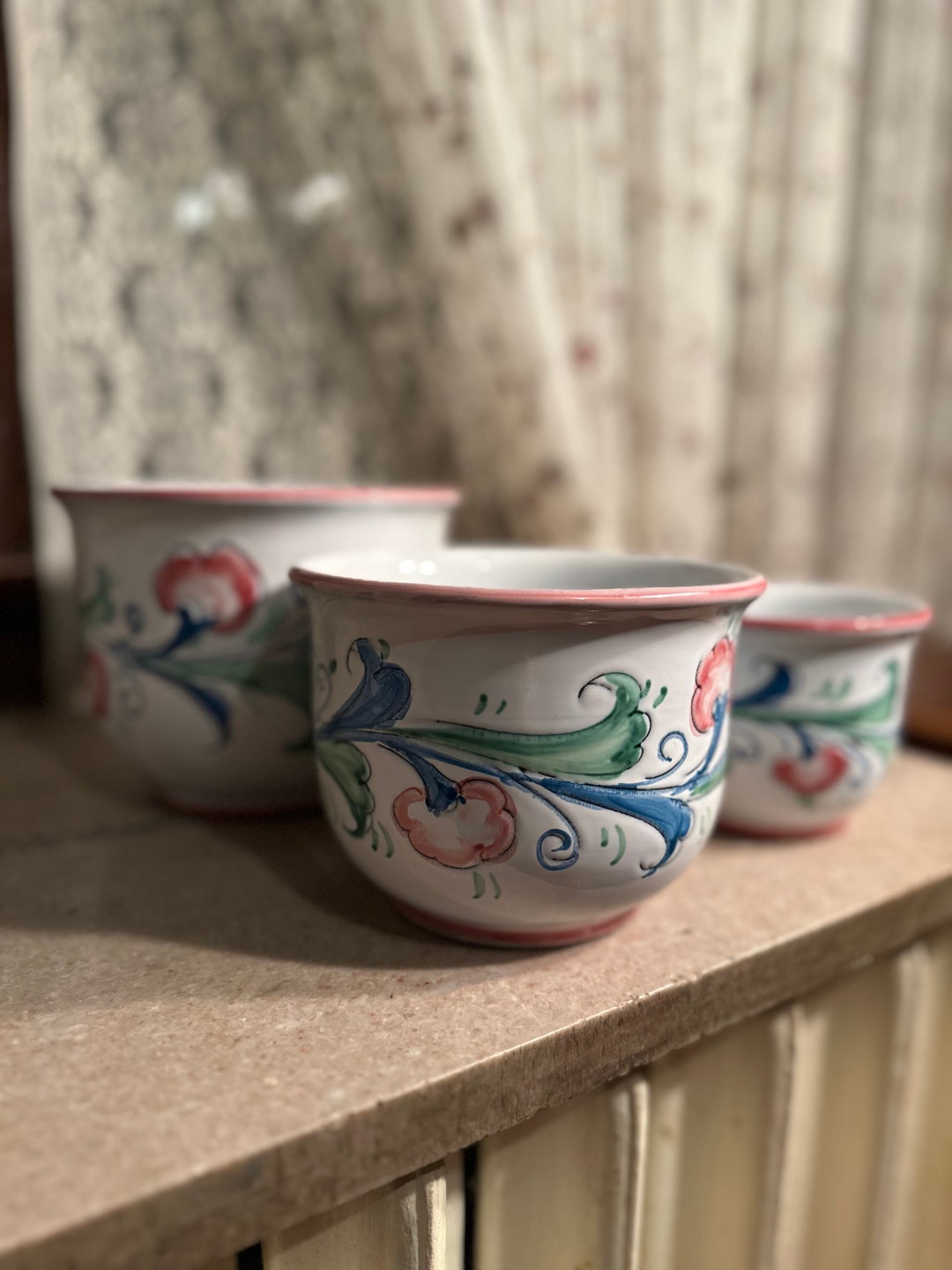 Vintage Italian Floral Mixing Bowls - Etsy