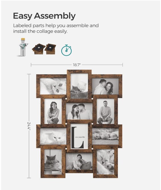 Handmade Wood 12 Opening Collage Photo Frame Frames for Picture Collage ...