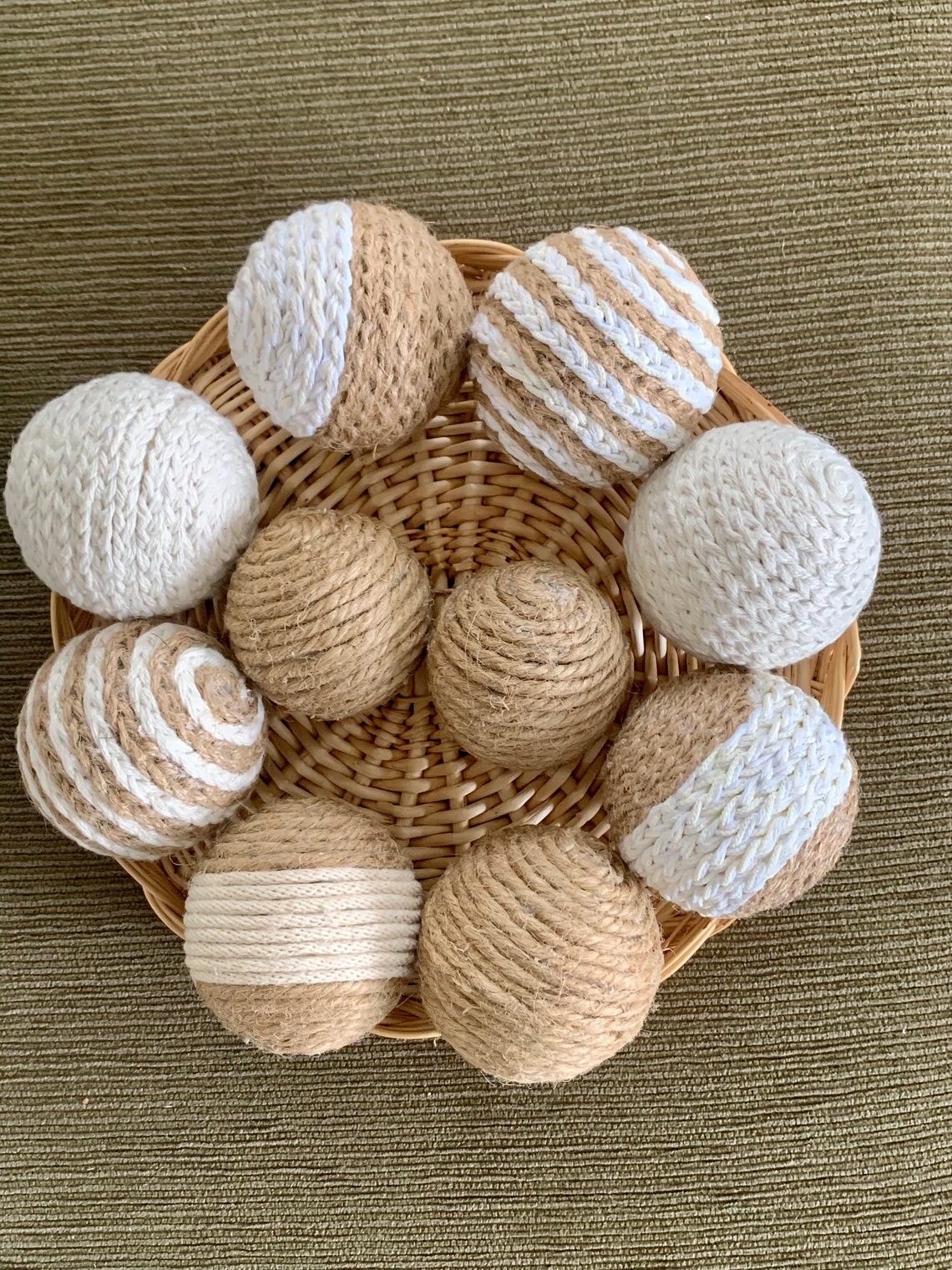 Handmade, Set of 3 Crochet Cotton Yarn Ornamental Balls, Boho Home ...