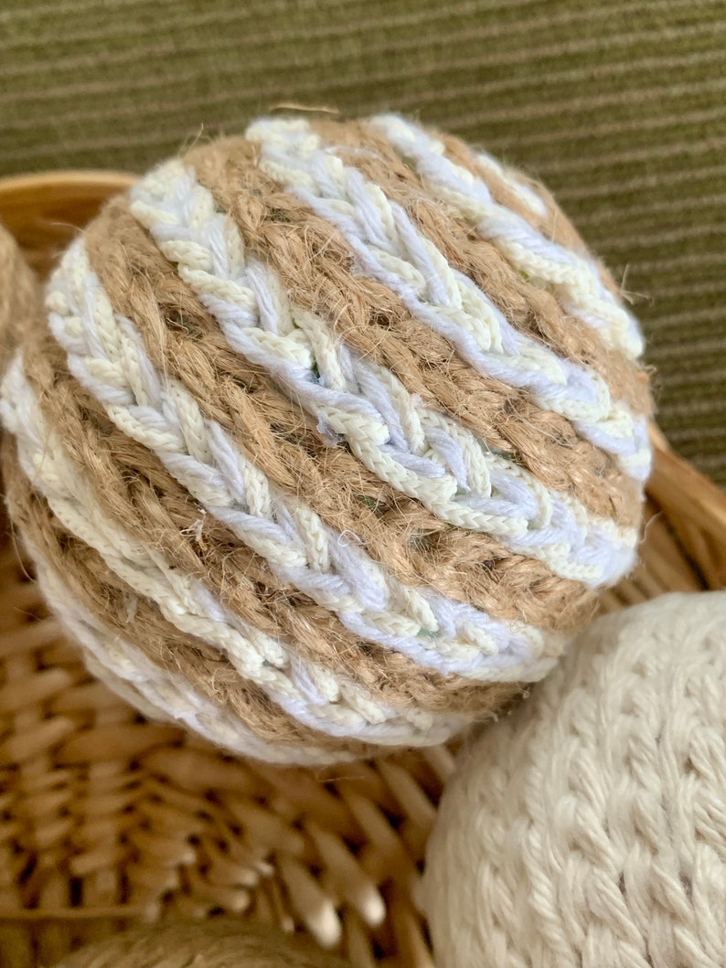 Handmade, Set of 3 Crochet Cotton Yarn Ornamental Balls, Boho Home ...