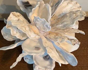Glass Vase | With Real West Coast Oyster Shells | Coastal Beach Decor ...