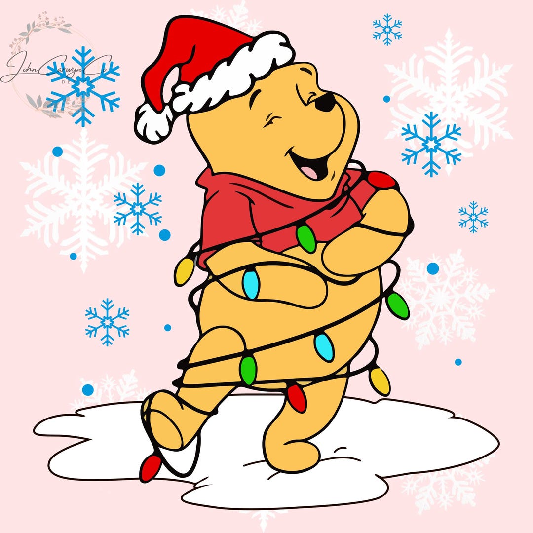 Vintage Winnie the Pooh Christmas Png, Santa Pooh Bear Christmas Lights ...