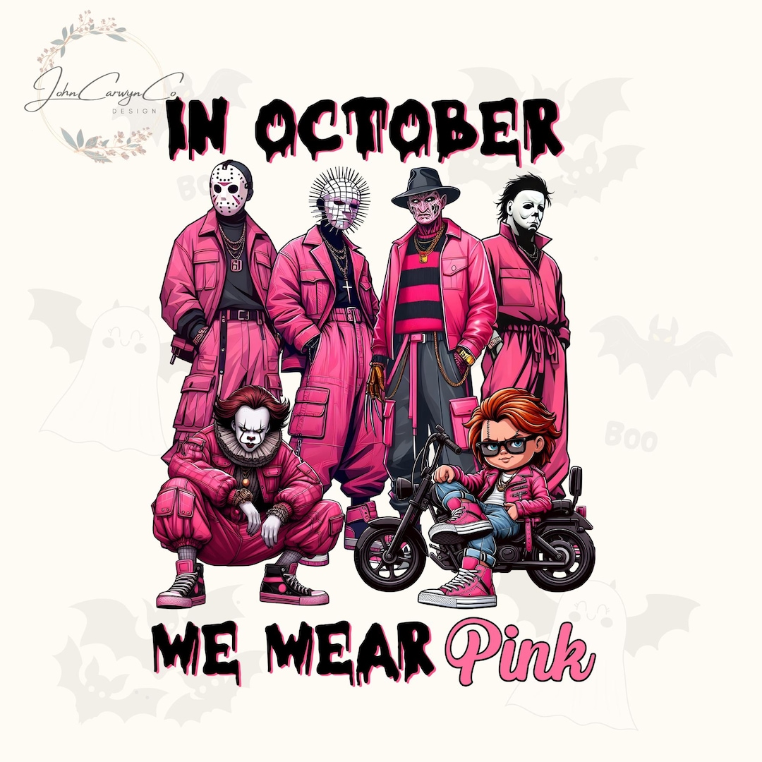 In October We Wear Pink Png, Horror Movie Pink Png, Pink Slasher Movie ...