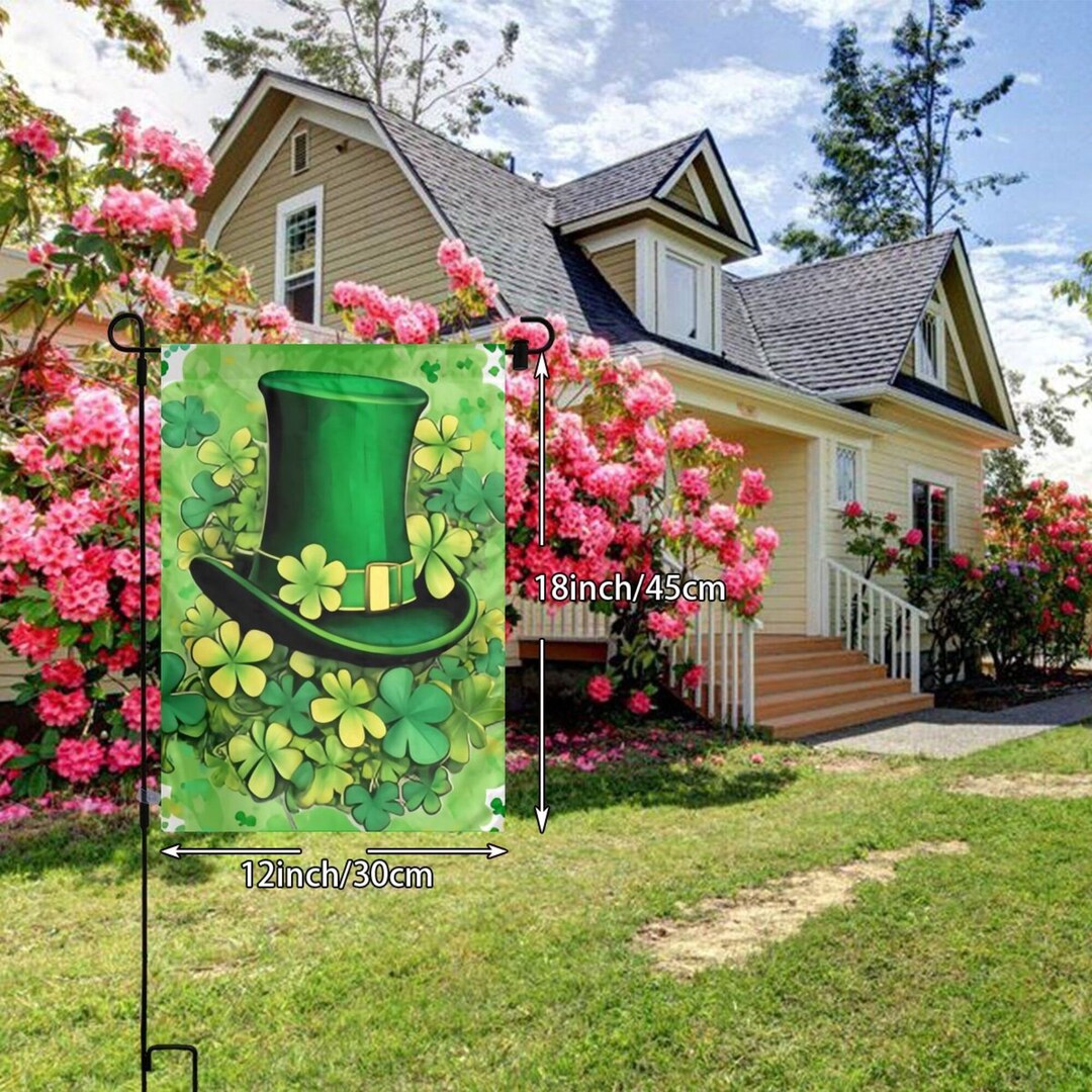 Double Sided Custom Garden Flags for St. Patrick's Day, Green Hat With ...