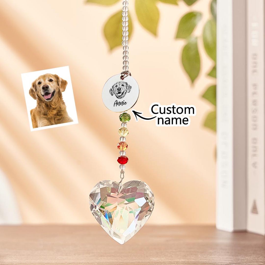 Custom Rainbow Suncatcher Pet Memorial With Photo and Name, Crystal ...