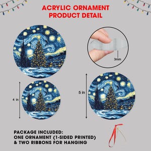 Starry Night Christmas Tree Glass Ornament, Starry Night Acrylic ...